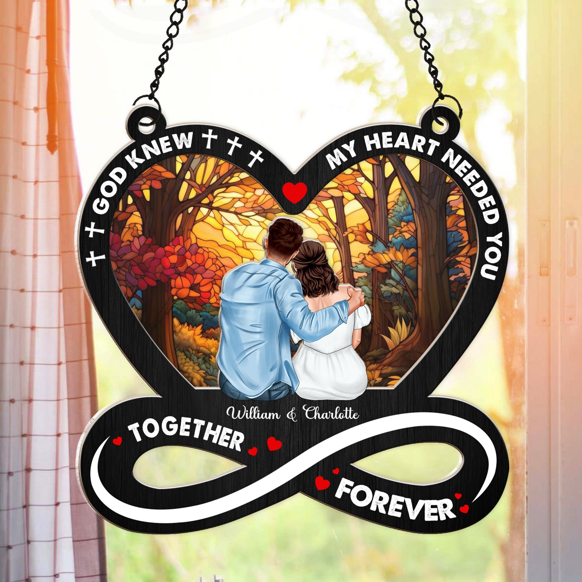 Couples Love, God Knew My Heart Needed You - Personalized Window ...