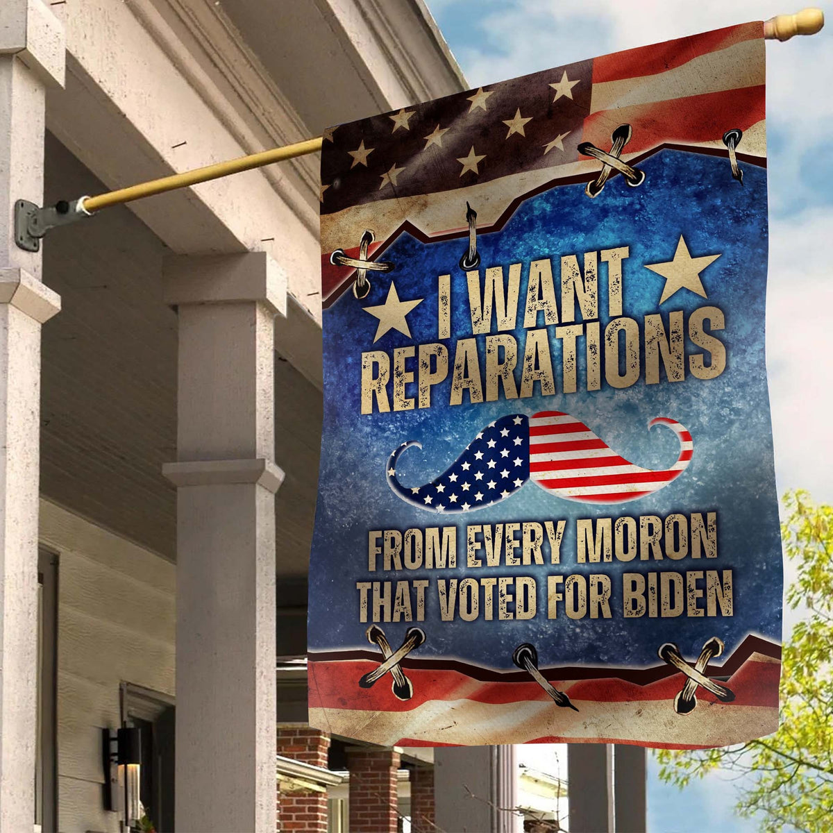 I Want Reparations From Every Moron That Voted For Biden Flag, Vintage ...