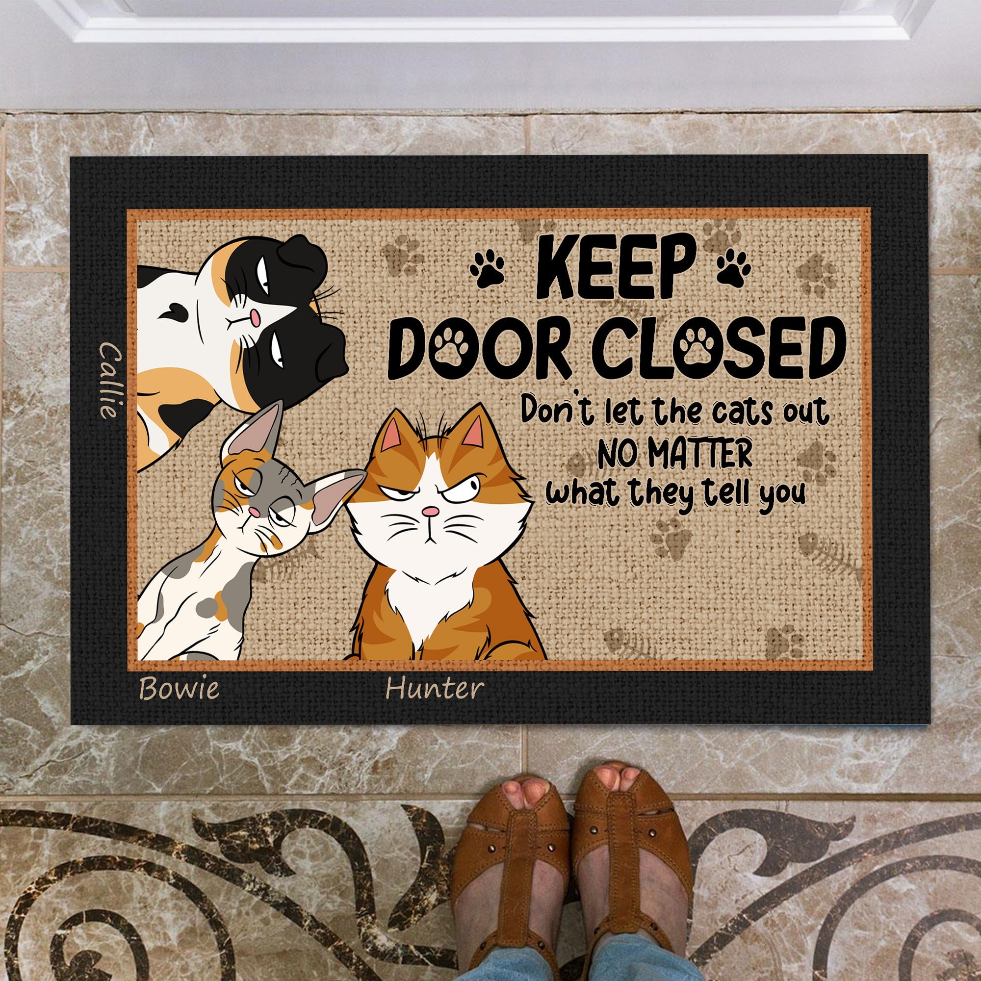Personalized Funny Cat Keep The Door Closed Do Not Let The Cats Out ...