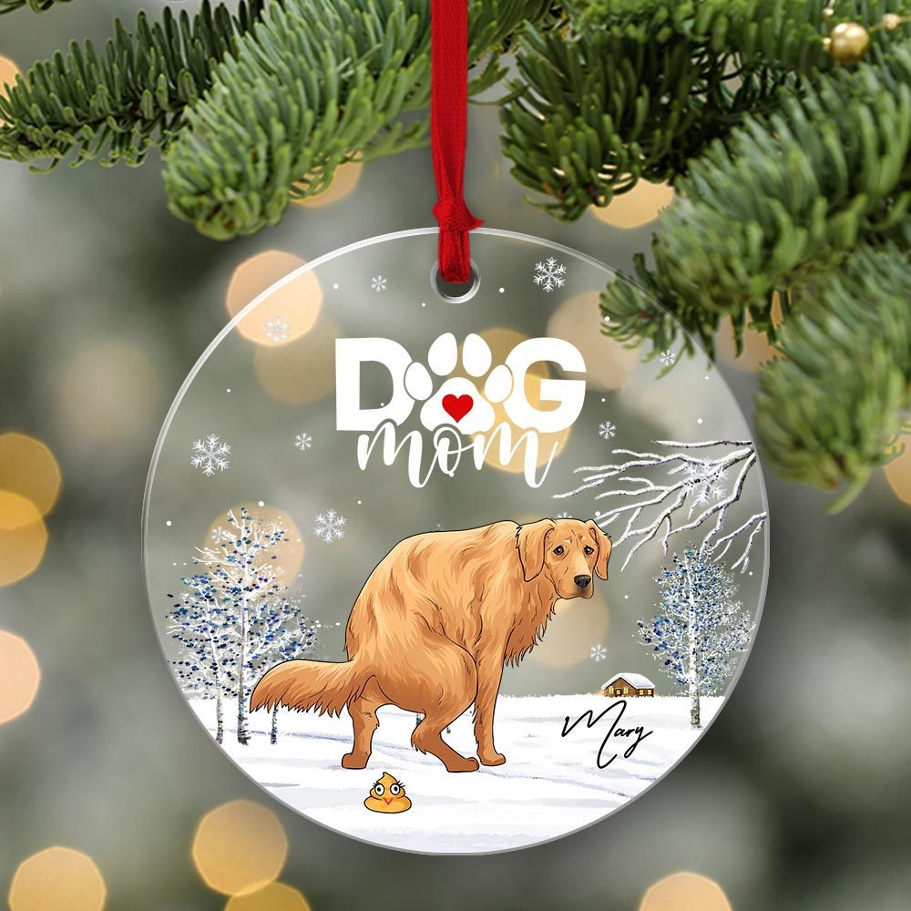 Personalized Funny Pooping Dog Christmas Acrylic Ornament, Personalized ...
