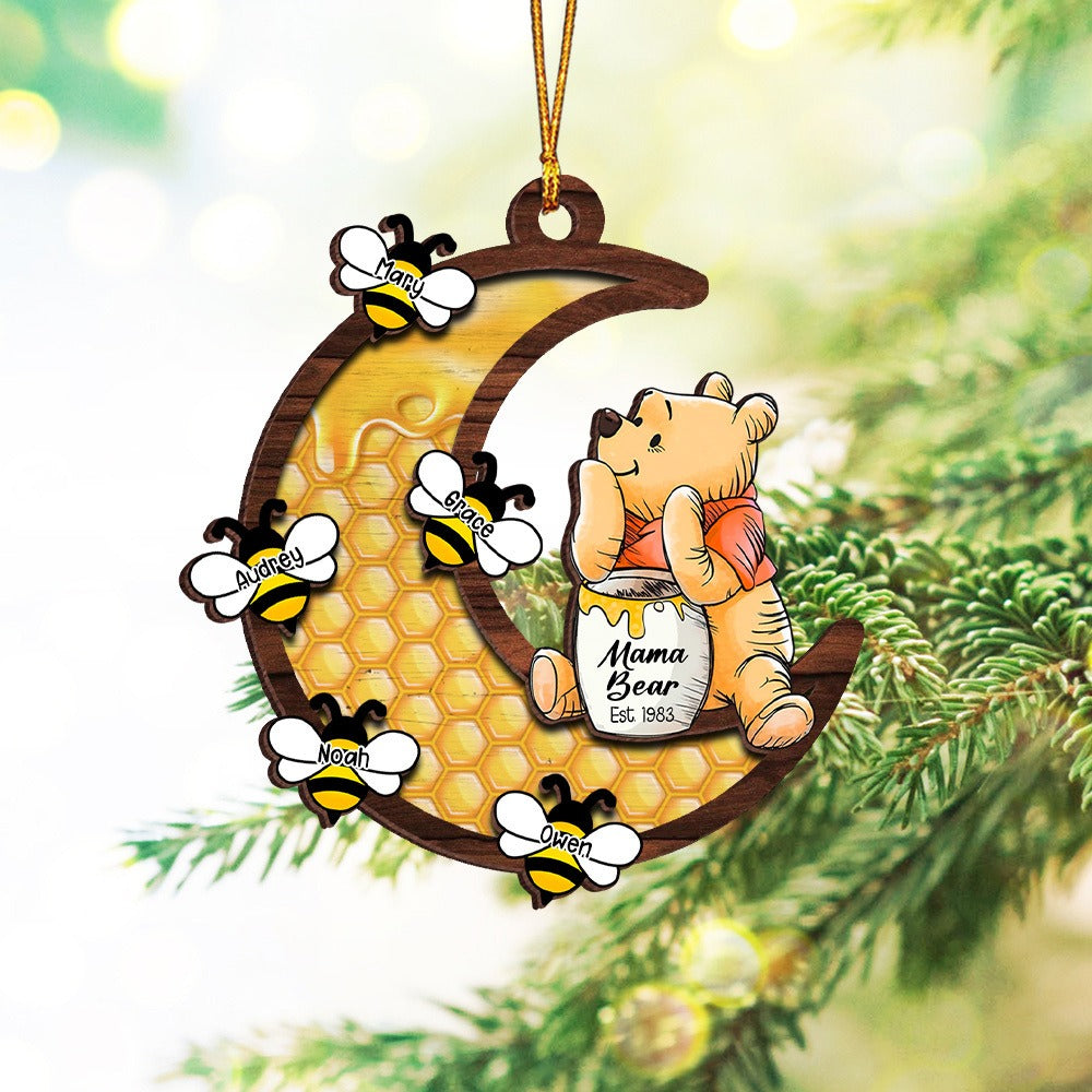 Personalized Mama Honey Bear, Winnie The Pooh 2-Layer Wooden Ornament ...