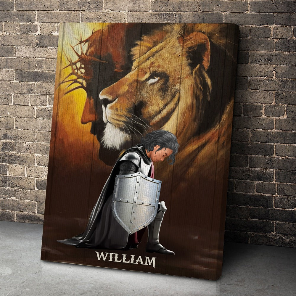 Personalized Man Warrior Of God Canvas, Lion Man Warrior Jesus ...