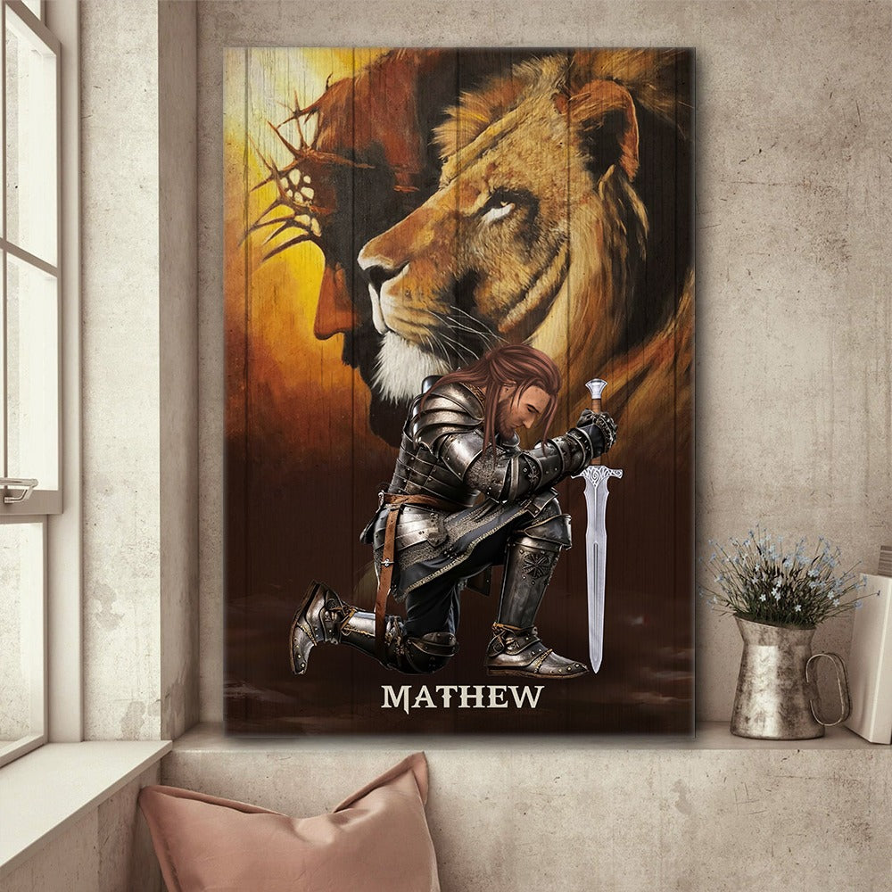 Personalized Man Warrior Of God Canvas, Lion Man Warrior Jesus ...