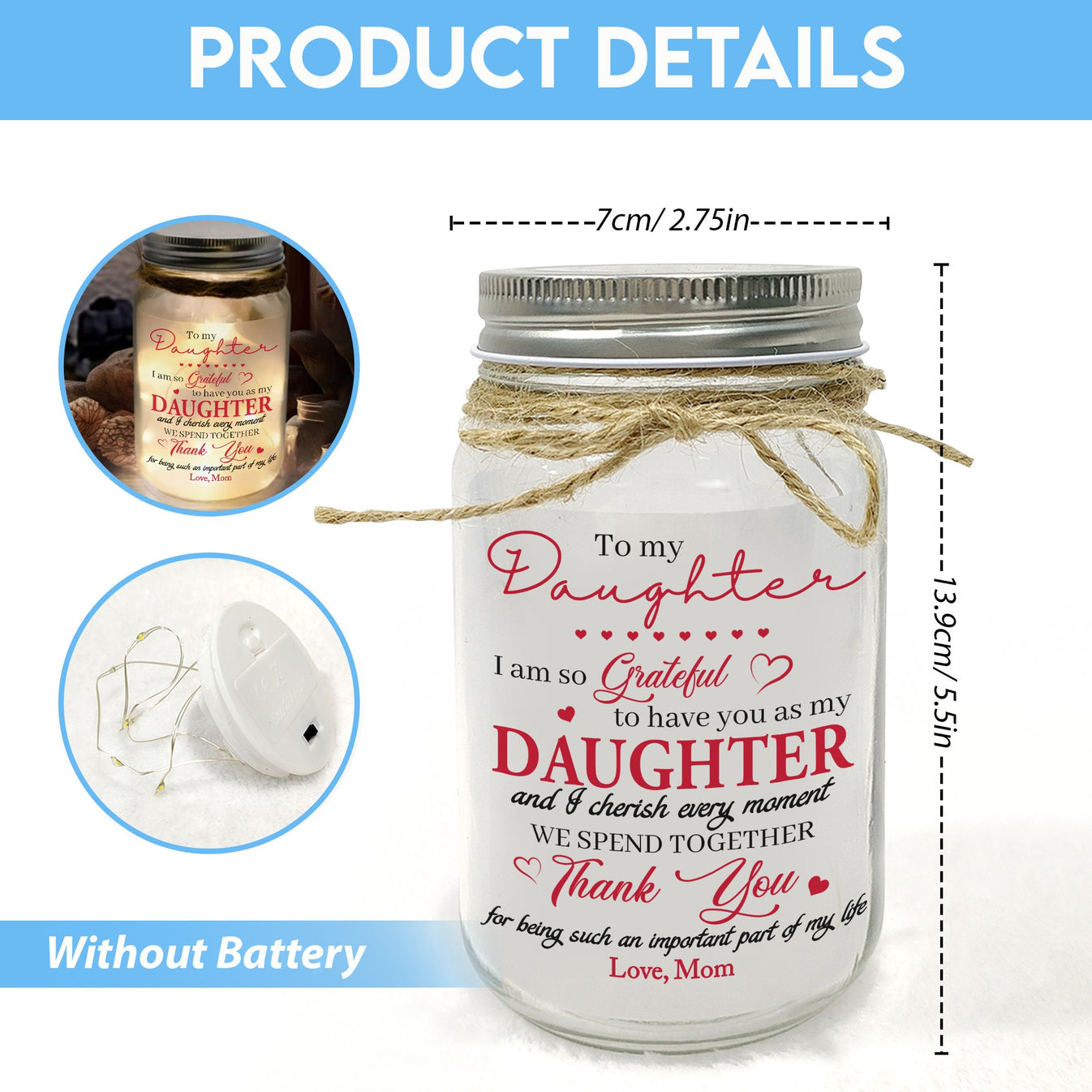 Personalized Mother To My Daughter I Am My Grateful Star Mason Jar ...