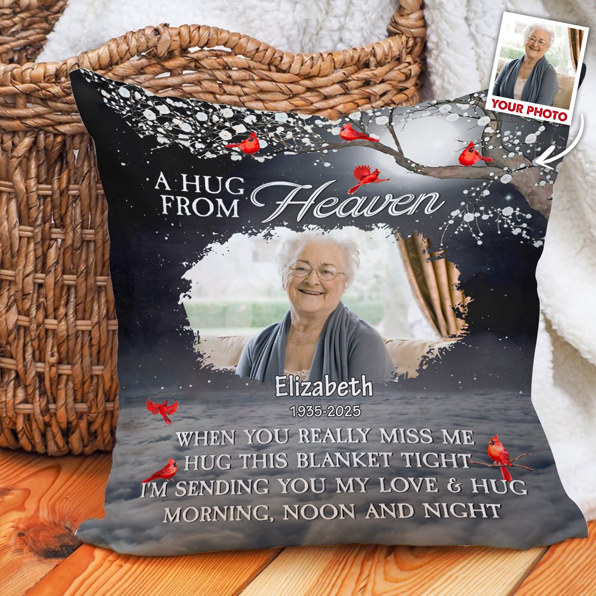 Personalized Photo Memorial A Hug From Heaven, Sympathy Gift Loss Loved ...