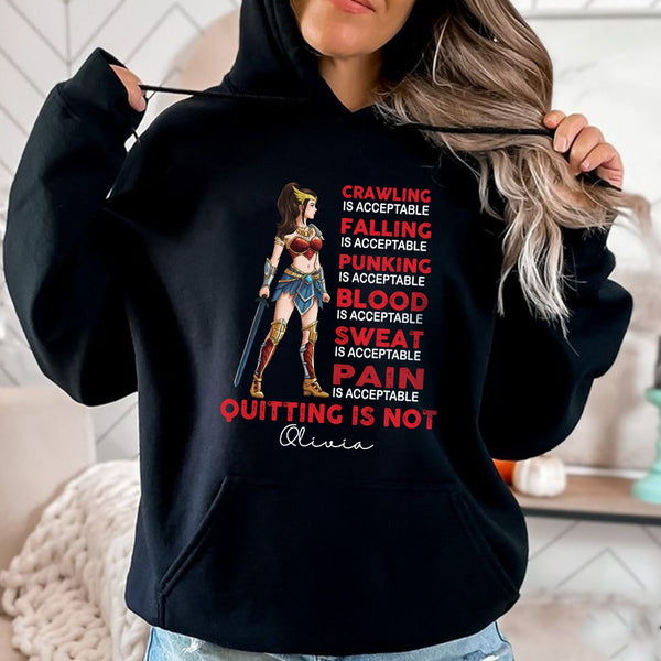 Personalized Wonder Woman Warrior, Crawling Is Acceptable Falling Is ...