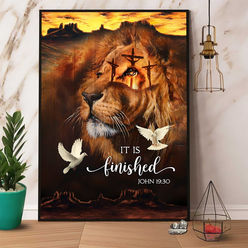 It Is Finished John 19:30 Lion Of Judah Poster, Christian wall decor ...