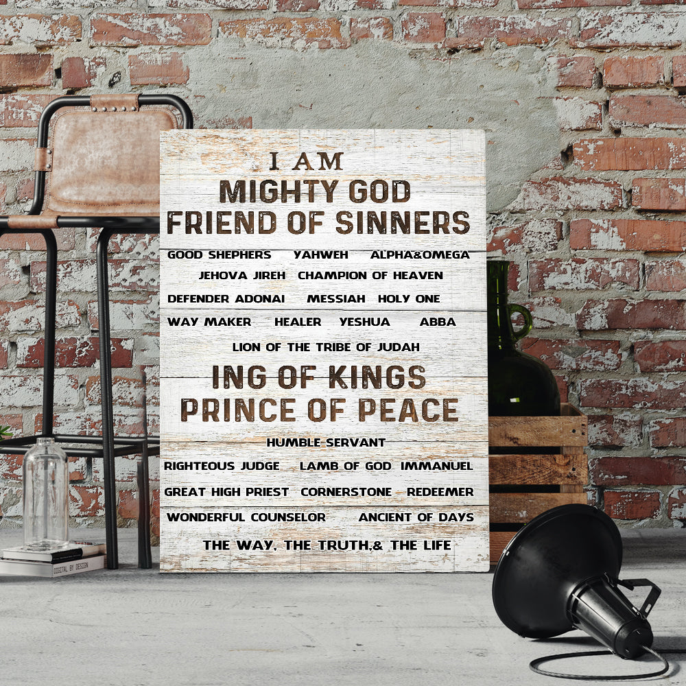 I AM ( names of God ) Mighty God Friend of Sinners Canvas Prints ...