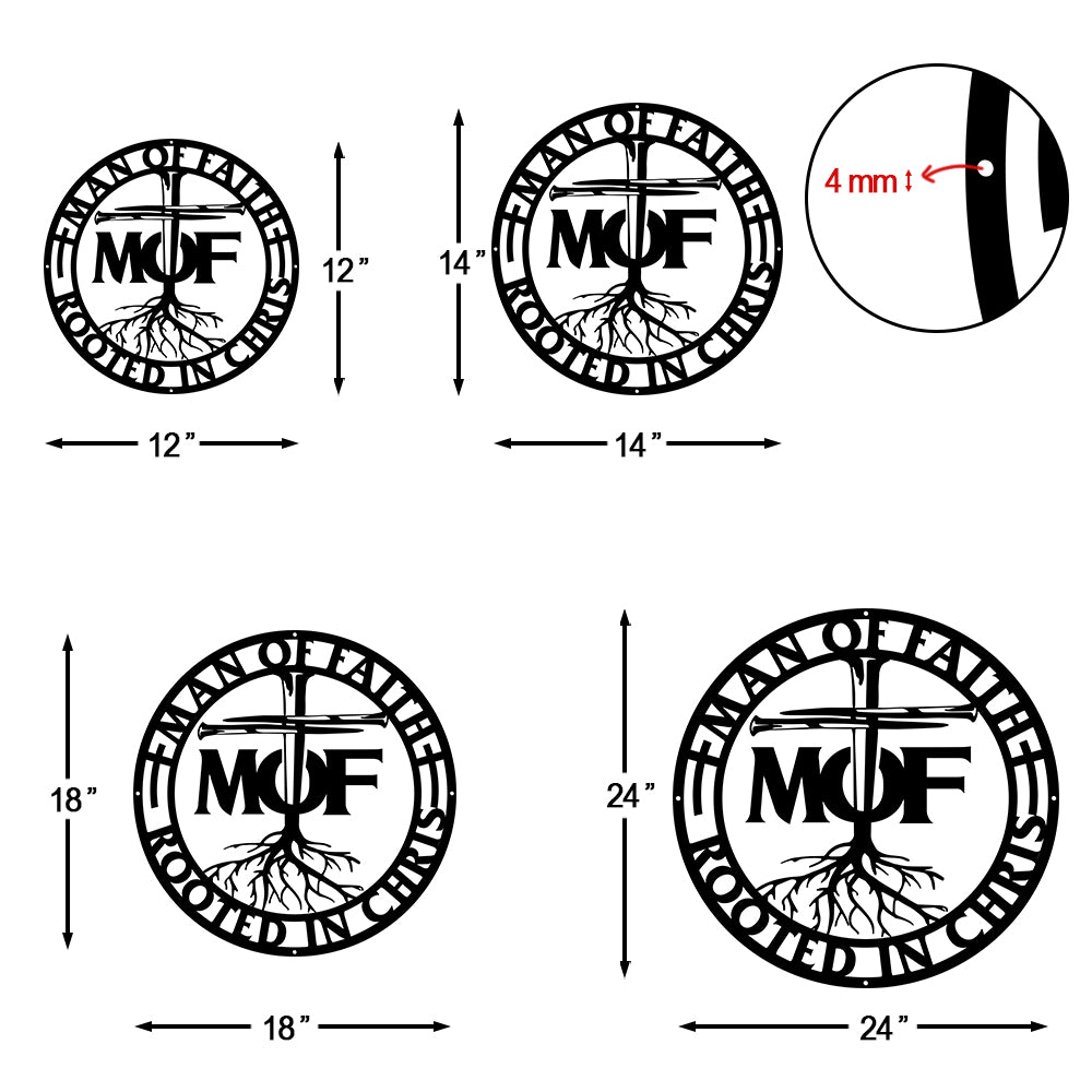 Mof Man Of Faith Rooted In Christ Men Cut Metal Sign, Christian Art ...