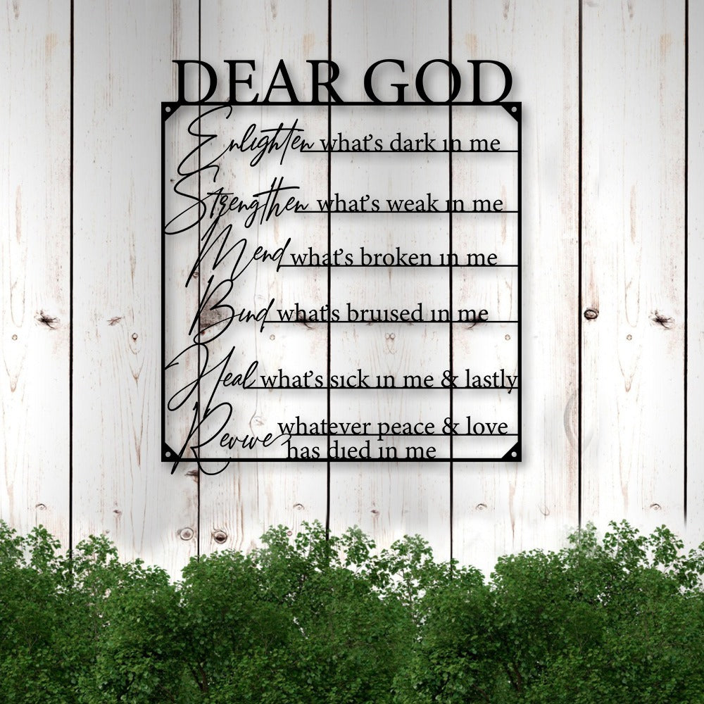 Dear God Enlighten What Is Dark in Me For Christian Cut Metal Sign ...