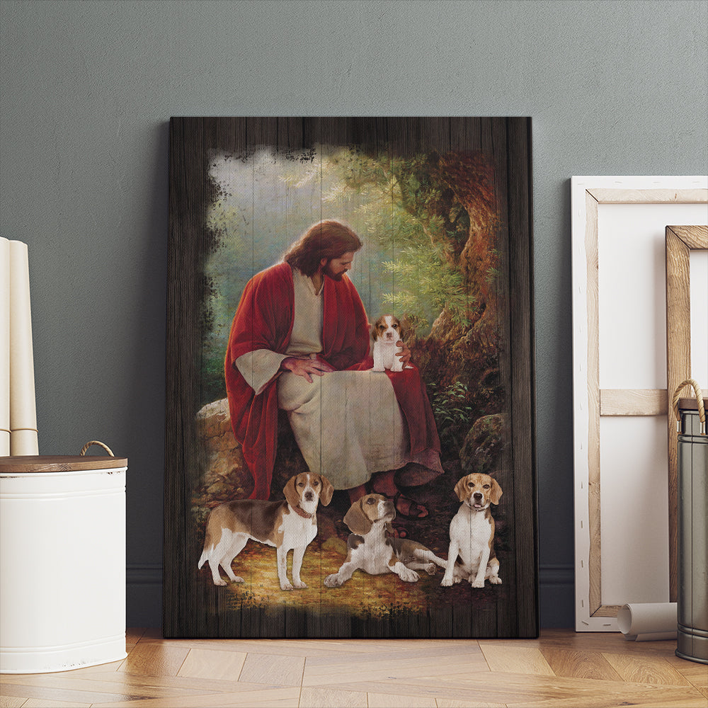 Jesus Christ And Beagle Dog Around Canvas Prints, god and dog ...
