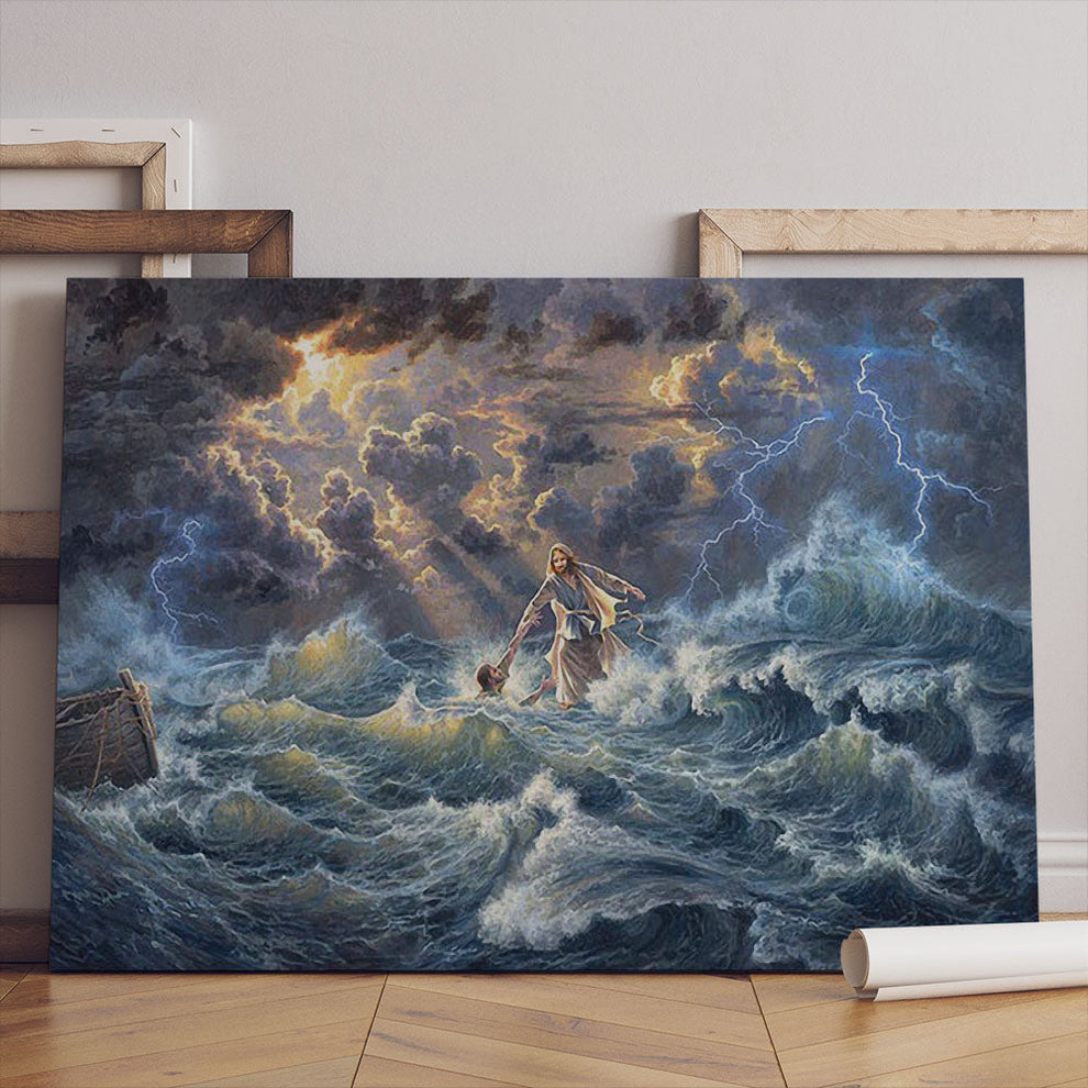 Christ Saves Peter From Drowning Canvas Prints, sea storm canvas, jesus ...