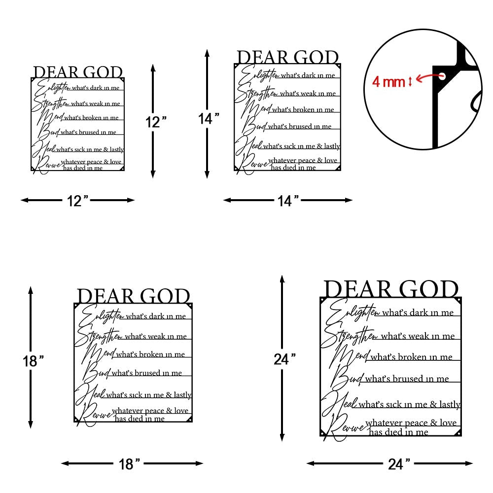 Dear God Enlighten What Is Dark in Me For Christian Cut Metal Sign ...
